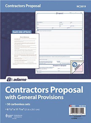 Adams Business Forms Contractor Proposal Form' 3-Part Carbonless' 8-1 ...